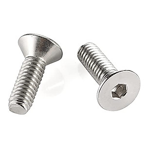 M6-1.0 x 20MM Flat Head Socket Cap Bolts, Allen Socket Drive Full Thread Bolt, Stainless Steel 304(18-8), Bright Finish, Quantity 50