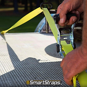 SmartStraps 14’ Ratchet Straps, 2 Pack –5,000lbs Break Strength, 1,667lbs Safe Work Load –Commercial Tie Down Straps for Heavy Duty Cargo, Haul Equipment and Vehicles