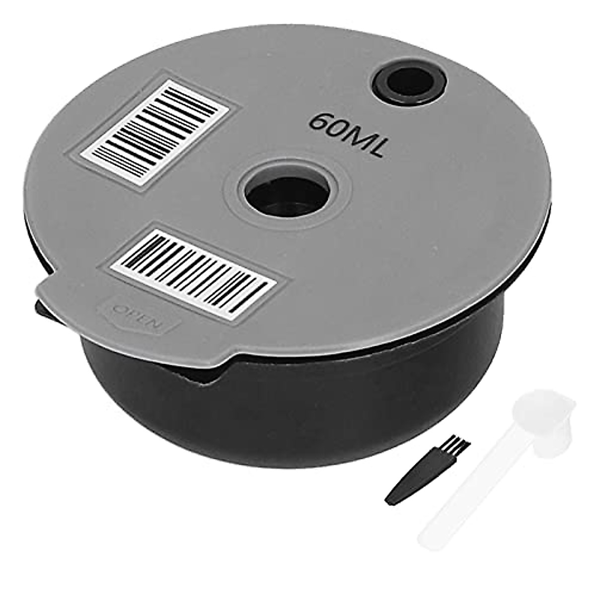 Coffee Capsule, 60ml/80ml Espresso Coffee Capsule Cup with Spoon Brush Reusable Refilling For Bosch‑s Tassimoo Tas Maker Coffee Machine(60ml)