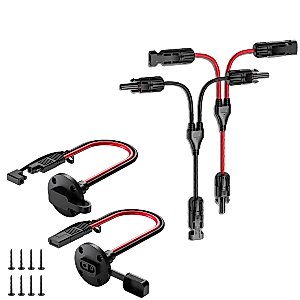 Bateria Power Solar Connectors 30A Y-Branch Cable +SAE Connector 10AWG SAE Power Socket Sidewall Port for Solar Generator Battery Charger