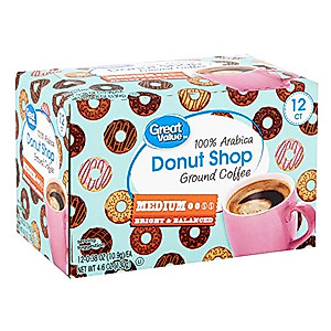 Great Value Donut Shop Blend Medium Roast Coffee K-Cup Packs, 0.38 oz, 12 count