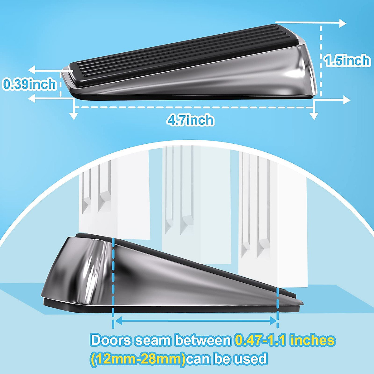 4-Pack Door Stoppers Set Bundle, Magnetic Door Stop and Heavy Duty Wedge Door Stoppers for Bottom of Door