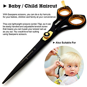 Saaqaans Professional Barber Shears Kit Tools - Hair Cutting Scissors Set for Hairdresser/Hair Salon + Thinning/Texture Hairdressing Haircut Shear for Beautician + Straight Razor + 10 Blades with Case