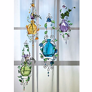 Set of Four Glass Rooter Hanging Vases - Pastel Glass Planter - Home and Garden Décor