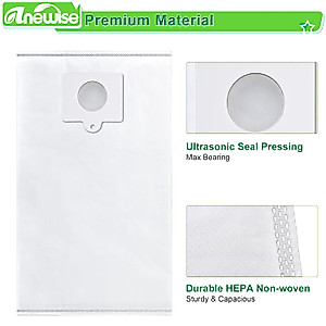 Anewise Q/C 53292 Canister Vacuum Bags for Kenmore 600 Series 81214 81614 400 Series 81414 200 Series 81214 BC4002 Bagged Canister Vacuum Cleaner, 10 Pack