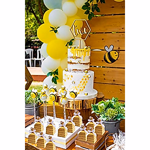MeiMeiDa 30 Pack Bumble Bee Candy Boxes Treat Boxes Paper Beehive Gift Box with Ribbon for Bee Party Decoration Bee Birthday Baby Shower Favors Supplies