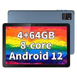 Tibuta Android Tablet 10 Inch, Octa-Core Android 12 Tablet with 7000mAh Battery (Max 14-Hour), 4GB+64GB ROM Gaming Tablets, 10.1 in HD Large Screen Tablet Build in 5+8MP Camera/WiFi/GPS/BT