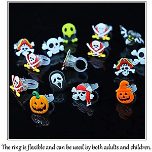 50 Packs Halloween LED Light Up Rings Halloween Glow in The Dark Party Supplies Halloween Light up toys Treat Bag Fillers