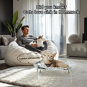 POMESEA Large Cat Hammock Bed for Average Cats, Soft Elevated Pet Hammock for Dogs & Cats, Glow in The Dark Raised Cat Bed for Indoor Cats