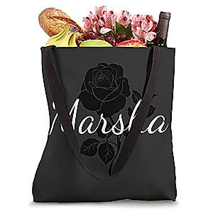 Marsha - Custom Black Rose Gray Floral Personalized Tote Bag