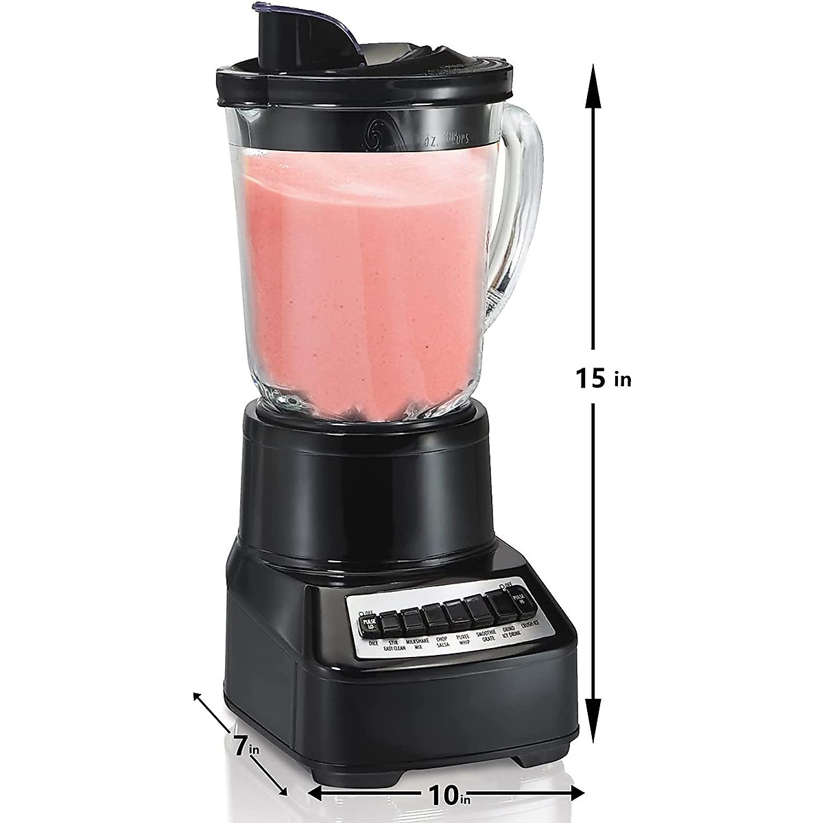Benchtop Crusher Blender - with 14 functions and 40 oz glass jar for Shakes and Smoothies, Black