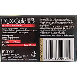 Maxell VHS-C Video Tape Cassette, 30 Minutes