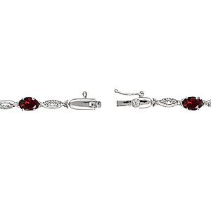 B. BRILLIANT Sterling Silver Synthetic Ruby and White Topaz Oval-Cut Swirl Tennis Bracelet