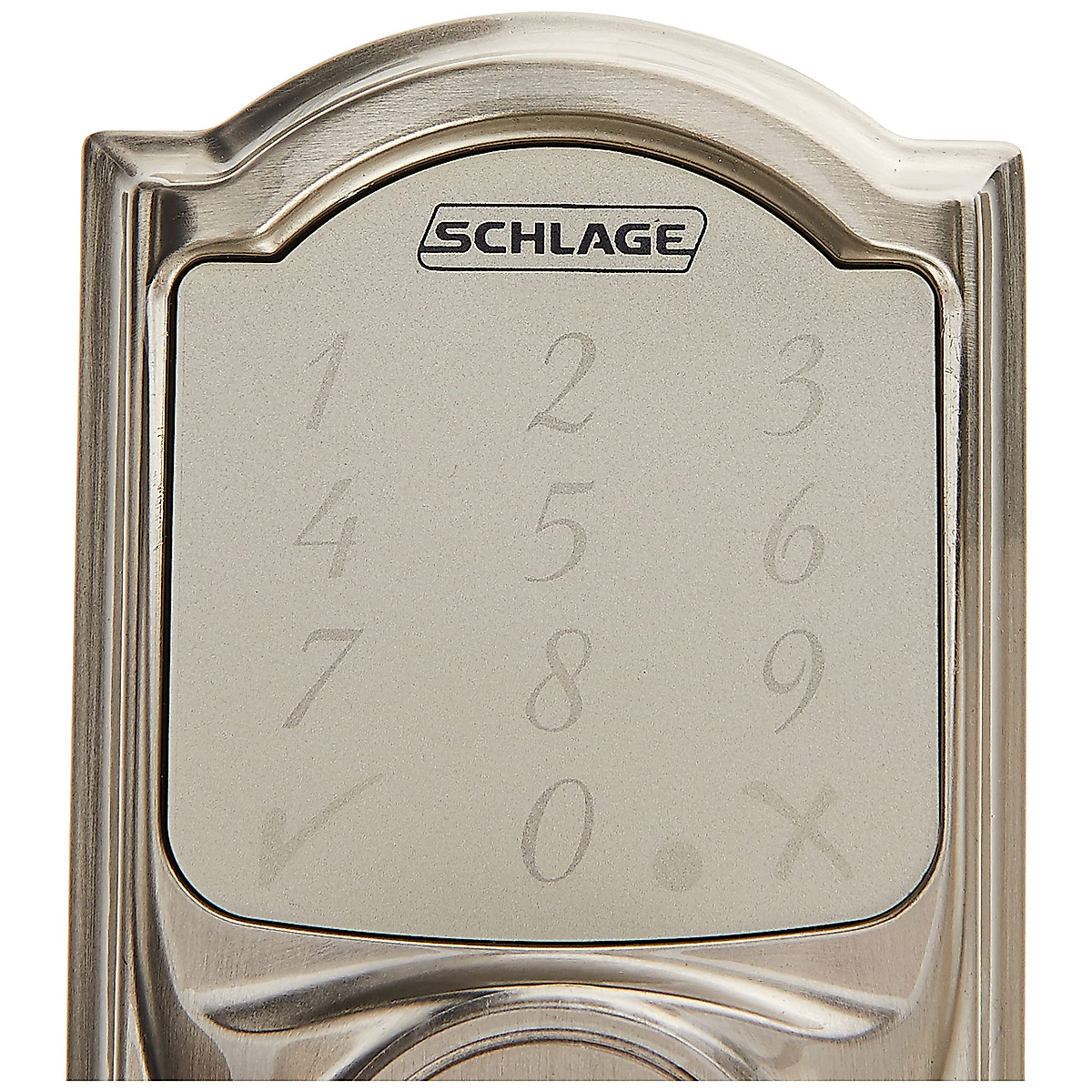 SCHLAGE BE479AA V CAM 619 Satin Nickel Sense Smart Deadbolt with Camelot Trim