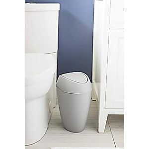 Umbra Twirla, 2.4 Gallon Trash Can with Swing-top Lid, Gray
