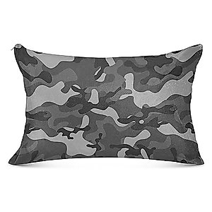 Gray Classic Camouflage Pillow Cases King Size Velvet Pillow Covers Super Soft Decorative Pillowcase with Zipper for Bed Bedroom Sofa Couch Home Decor
