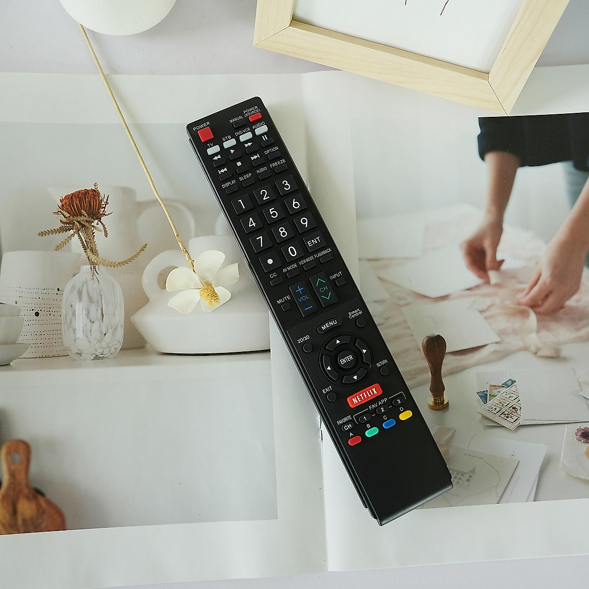 Replaced Remote Control Compatible for Sharp LC-60LE755U LC-60LE640U LC-46LE832U LC60LE820 LC-46LE835 LC-40LE830U AQUOS LED LCD HD TV with Netflix 3D Button