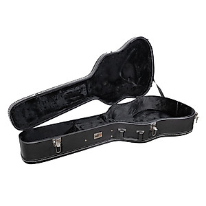 Gearlux Dreadnought Acoustic Guitar Hardshell Case with Accessory Compartment - Black