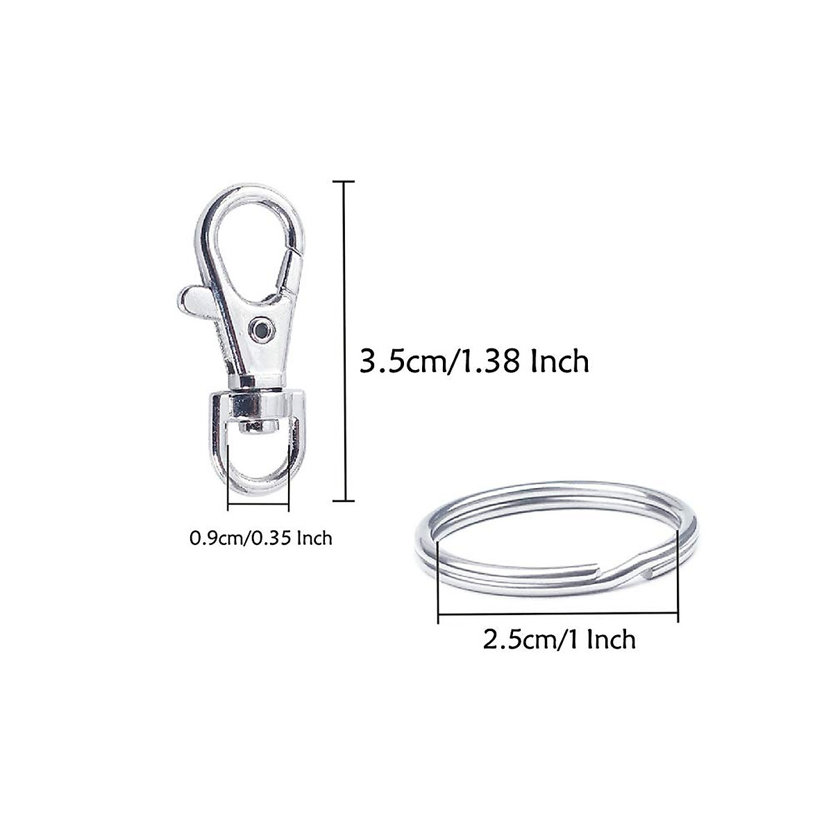 60 Pcs Premium Swivel Lanyard Snap Hook with Key Rings, Metal Lobster Clasp Keychain Hooks for Lanyard Crafting