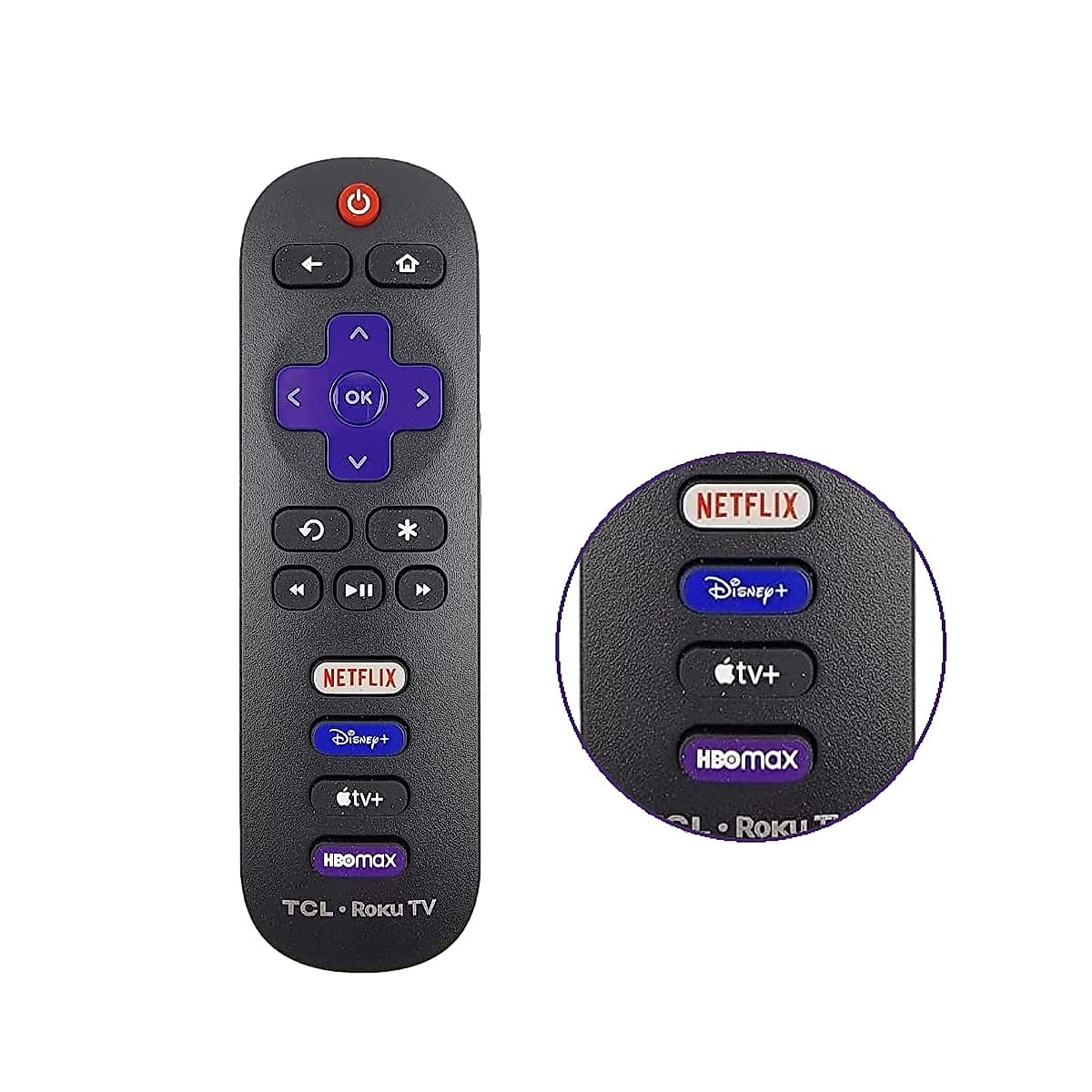 2 Pack - OEM Replacement Remote Control fit for All TCL Roku Smart TVs - Netflix/Disney Plus/Apple TV+ / HBO Max