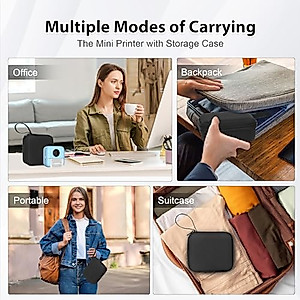 HUIJUTCHEN Mini Thermal Portable Printer for iOS&Android with Hard Protection Storage Case,Bluetooth Inkless Pocket Printer with 11 Rolls of Thermal Paper＆Sticker to Print Photo Receipt DIY