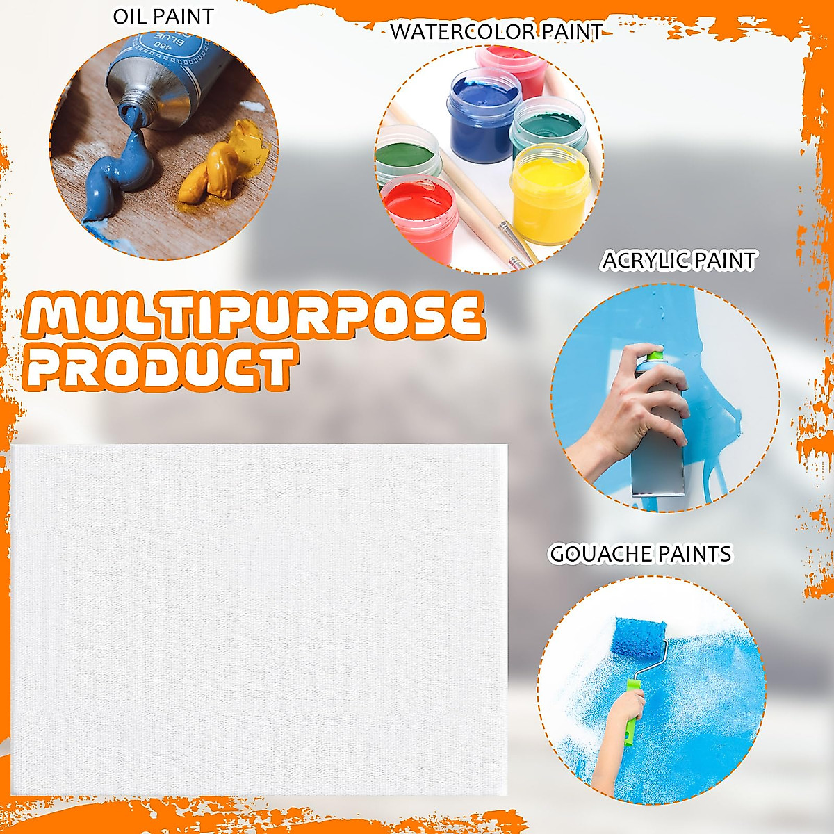 Fulmoon 45 Pcs Stretched Canvas Multi Pack for Painting, 5 x 7", 8 x 10", 11 x 14" (15 of Each), Cotton White Blank Canvas Boards for Kids Art Supplies Panels for Oil Acrylic Watercolor Paint