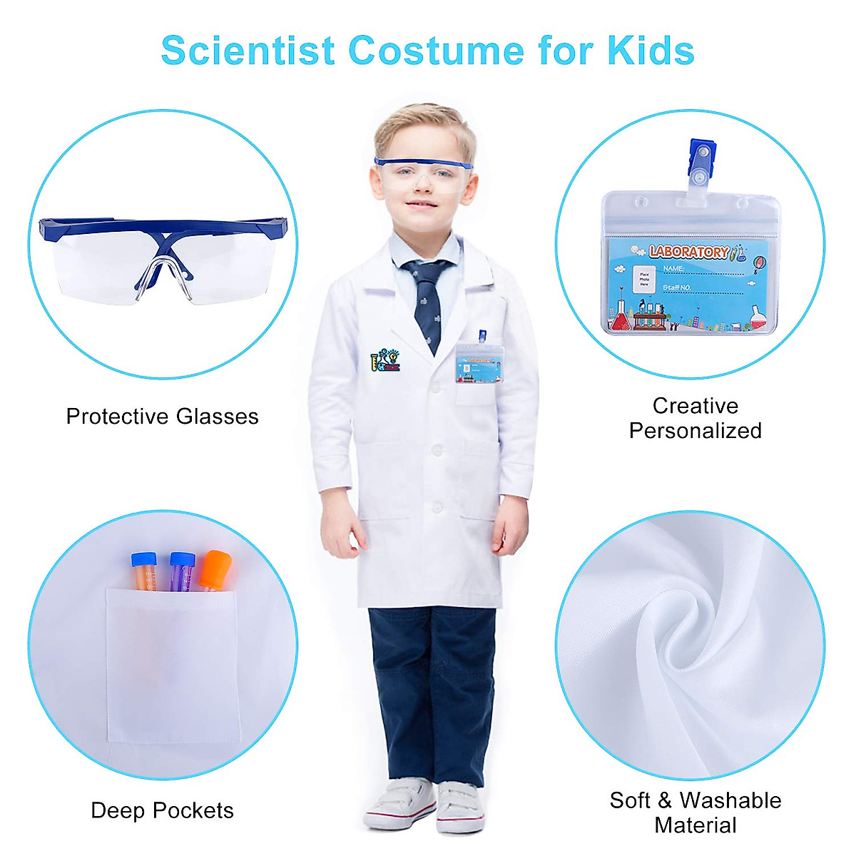 INNOCHEER Kids Science Experiment Kit with Lab Coat Scientist Costume Dress Up and Role Play Toys Gift for Boys Girls Kids Age 6+ Christmas Birthday Party