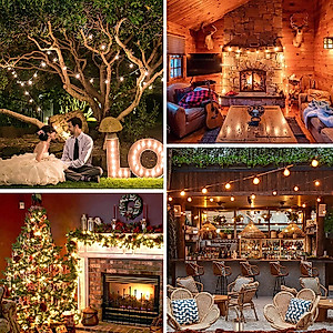 WOOLZ 50FT Led Outdoor Patio Lights with 24+1(Spare) 1W Dimmable Shatterproof G40 Bulbs, Waterproof Outdoor String Lights for Garden, Bistro, Cafe, Pergola and Porch.