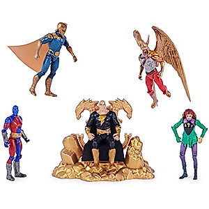 DC Comics, Black Adam and Justice Society Set, 4-inch Black Adam Toy Figures and Throne, Hawkman, Dr. Fate, Atom Smasher, Cyclone, Kids Toys for Boys and Girls Ages 3 and Up (Amazon Exclusive)