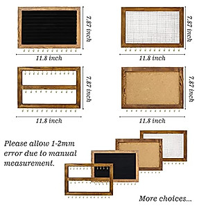 Jewelry Organizer Wall Mounted 4 Pack Rustic Wood Jewelry Display Organizer Holder with Hooks for Ear Rings, Necklaces and Bracelet(Hook + Stencil + Rings + Corkboard)