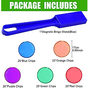 Dacefloy Magnetic Bingo Wand with Metal Ringed Chips for Counting School/Game Chips Plastic Markers Education STEM Tool for Students