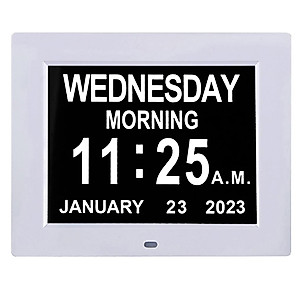 TMC [Newest 8 Inch Digital Day Clock for Seniors - Large Clock with Day Date for Elderly with Large Number,12 Alarm Options for Dementia, Alzheimer