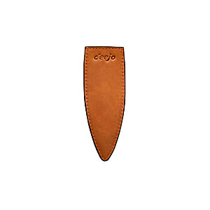 Deejo - Deejo Leather Sheath, 0.9 oz, Natural - Genuine Calf Leather - Light Brown Tanned Color with Orange Stitching - Protecting and Safely Carrying your Pocket Knife