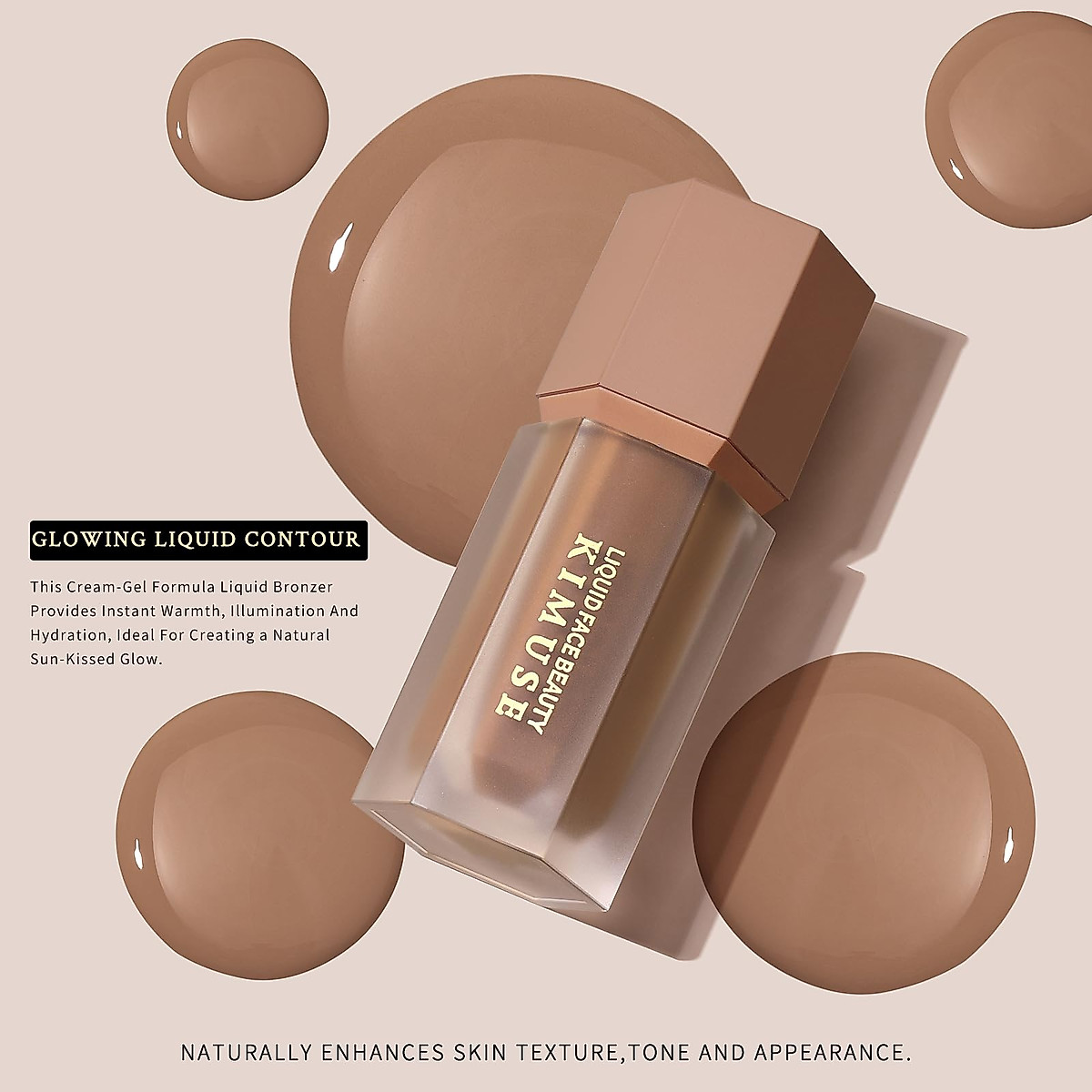 KIMUSE Soft Liquid Contour Stick, Glow Liquid Cream Bronzer, Weightless, Long-Wearing, Smudge Proof, Natural-Looking, Blendable, Bronzer Makeup