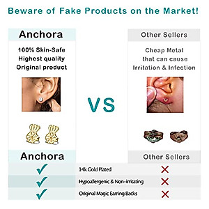 Anchora Original Magic Earring Backs for Droopy Ears | Earring Lifters for Heavy Earring | Earing Lifter Backs BAX | Earlobe Secure Clear Miracle (1 Gold 1 Rose 1 Silver)