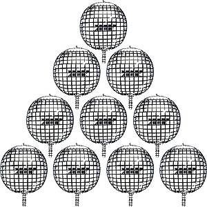 Disco Foil Balloons Aluminum Mylar Helium Balloons 10 Pieces 22 Inch 4D Large Mirror Metallic Balloons for Disco Dance Party Supplies Birthday Party Wedding Baby Shower (Silver)