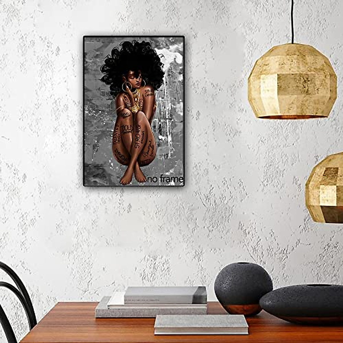 Black Queen Poster African American Wall Art Black Girl Canvas Paintings Black Women Wall Decor African Women Portrait Meditation Vertical Painted Picture For Living Room Decorations Frameless 16X24In