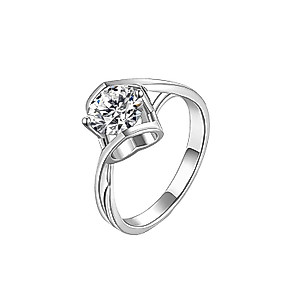 StarGems 1ct Moissanite 925 Sterling Silver Platinum Plated Hollow-out Heart Setting Romantic Two Prong Ring B4438-1ct-8