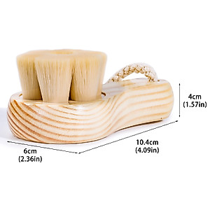 Beomeen Facial Cleansing Brush for Face Exfoliation, Ultra Fine Soft Bristle Face Brush for Deep Pore Cleansing, Wooden Handle Skin Cleaning Scrubbers for Men and Women