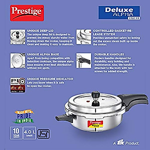 Prestige PRASVSP PRESSURE COOKER, Senior Pan 4L, SILVER