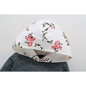 MINKIDFASHION Baby Girls Clothing Sets Flowers Long Sleeve Hoodie Tops Pants Outfit (Gray, 2T-3T)