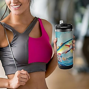 Bass Fishing Art Travel Coffee Mug Reusable Insulated Drinking Cup with Lid for Home Outdoor Works 13 Oz