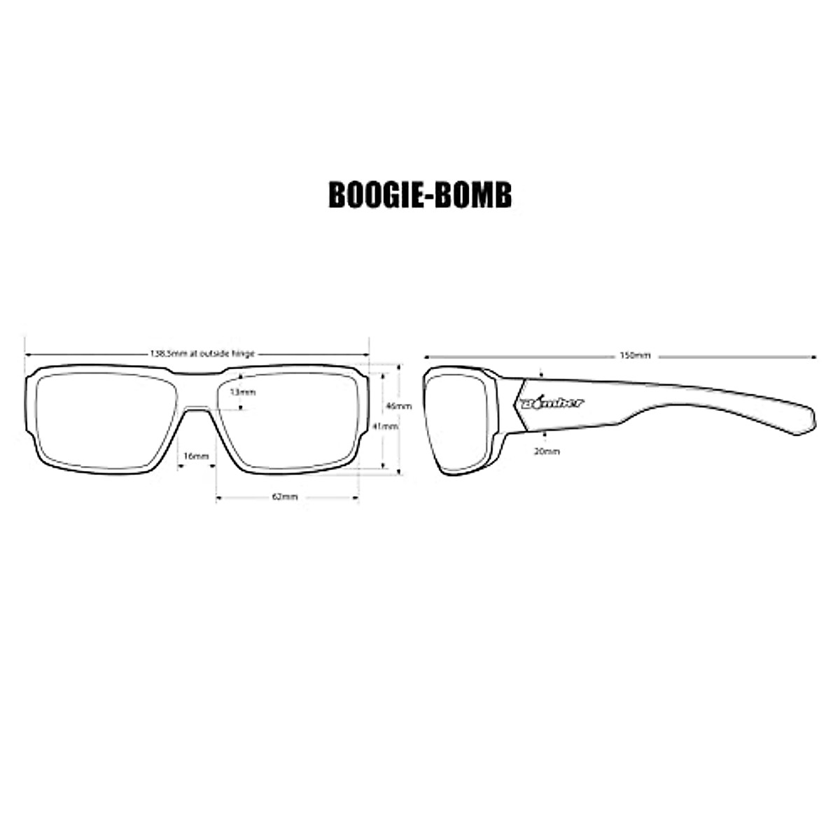 BOMBER Polarized Sunglasses for Men, 2 Tone Crystal Smoke Frame with Ice Blue Mirror Polarized Safety Lens z87 Compliant, UV Protection for Safety Glasses - BG114ICE