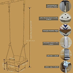 Hanging Baby Swing Outdoor Baby Swing for Infants Hanging Swing Chair for Baby Outdoor Canvas Toddler Swing Indoor Outdoor for Outside Tree Backyard Indoor Baby Swing Hammock