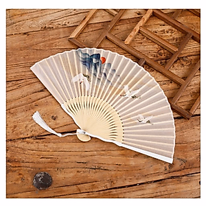 Folding Hand Fan Folding Fan Handheld Folded Fan Foldable and Portable Fan, Chinese Style, for Women, Chinese Clothes, Cheongsam, Summer Fan Foldable Fan Hand Held Fans (Color : A, Size : 39CM)