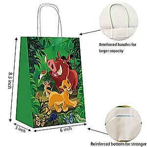 ANYMONYPF 16 Packs of Lion Paper Bag Theme Party Gift Bag Birthday Gift Bag Snack Candy Bag Childrens Party Supplies