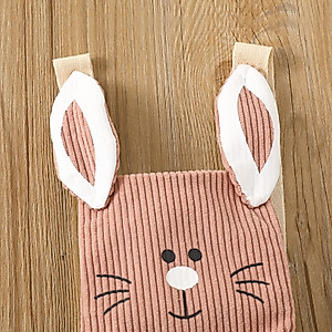 Zempertoopa Newborn Baby Girls Easter Outfits Bunny Printing Corduroy Romper Tutu Jumpsuit Sleeveless Infant Baby Girl Clothes (Pink, 0-3 Months)