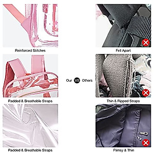 Feolaviy Clear Backpack Stadium Approved Backpack for Girls 3 Clear Stadium Backpack Set Heavy Duty Transparent Bookbag See Through PVC School Bag Transparent Backpack