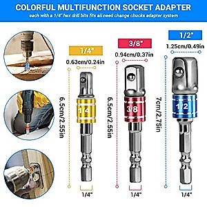 32pcs Flexible Drill Bit Extension Set, Rotatable Joint Socket 1/4 3/8 1/2 Inch Hex Socket Adapter, 105°Right Angle Drill Attachmen, Bendable Drill Bit Extension Screwdriver Kit with a Box (Silvery)