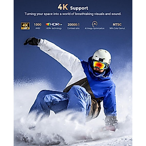 4K Support Android TV 10.0 Projector 5G WiFi Bluetooth Native 1080P, CIBEST Full-Sealed Optical Engine Home Movie FHD Projector with Netflix/Prime Video Built-in, 8000+ Apps, Autofocus, Stereo Sound